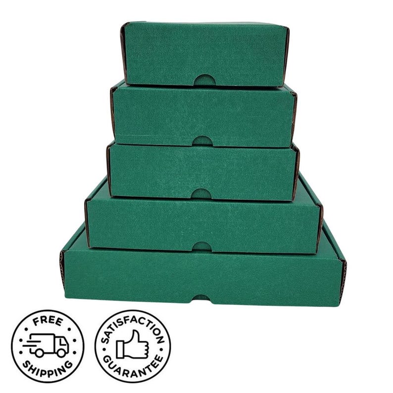 Pack of 50 Green Cardboard Mailing Boxes, Matte Finish - Etsy