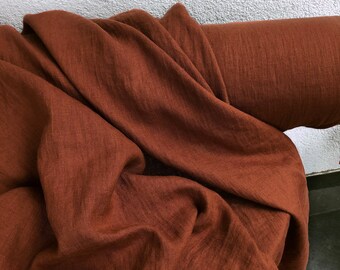 Linen Rust Fabric - Etsy