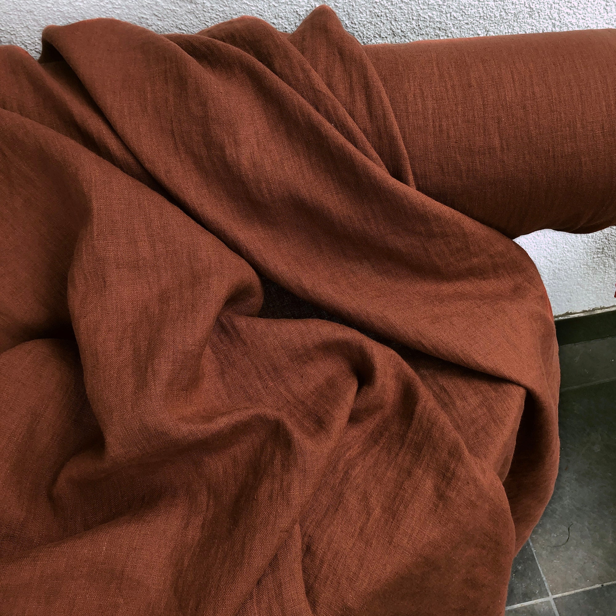 Rust/saddle Brown/terracotta 100% Linen Fabric 205gsm, 145cm/58inches ...