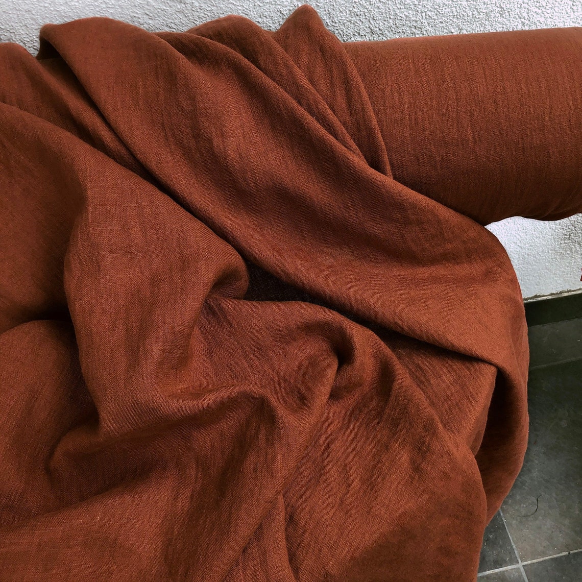 Rust/terracotta 100% Linen Fabric 205gsm 145cm/58inches Wide. - Etsy
