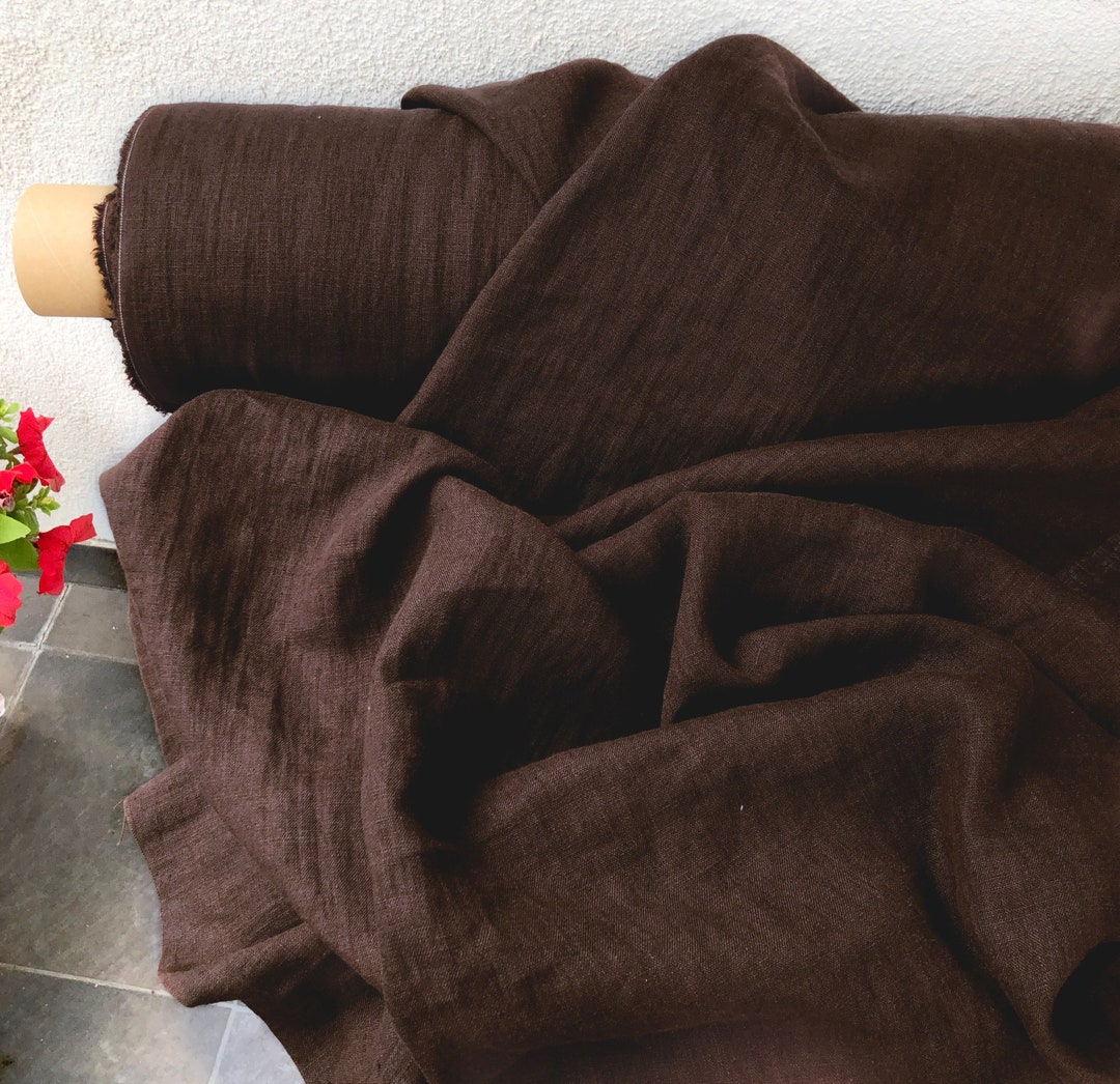 Chocolate/dark Brown 100% Linen Fabric 205gsm, 145cm/58inches Wide ...