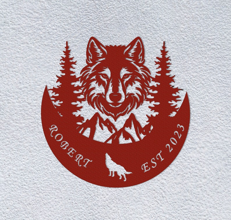 Howling Wolf Sign Personalizedcustom Wolf Wall Decorgift for - Etsy