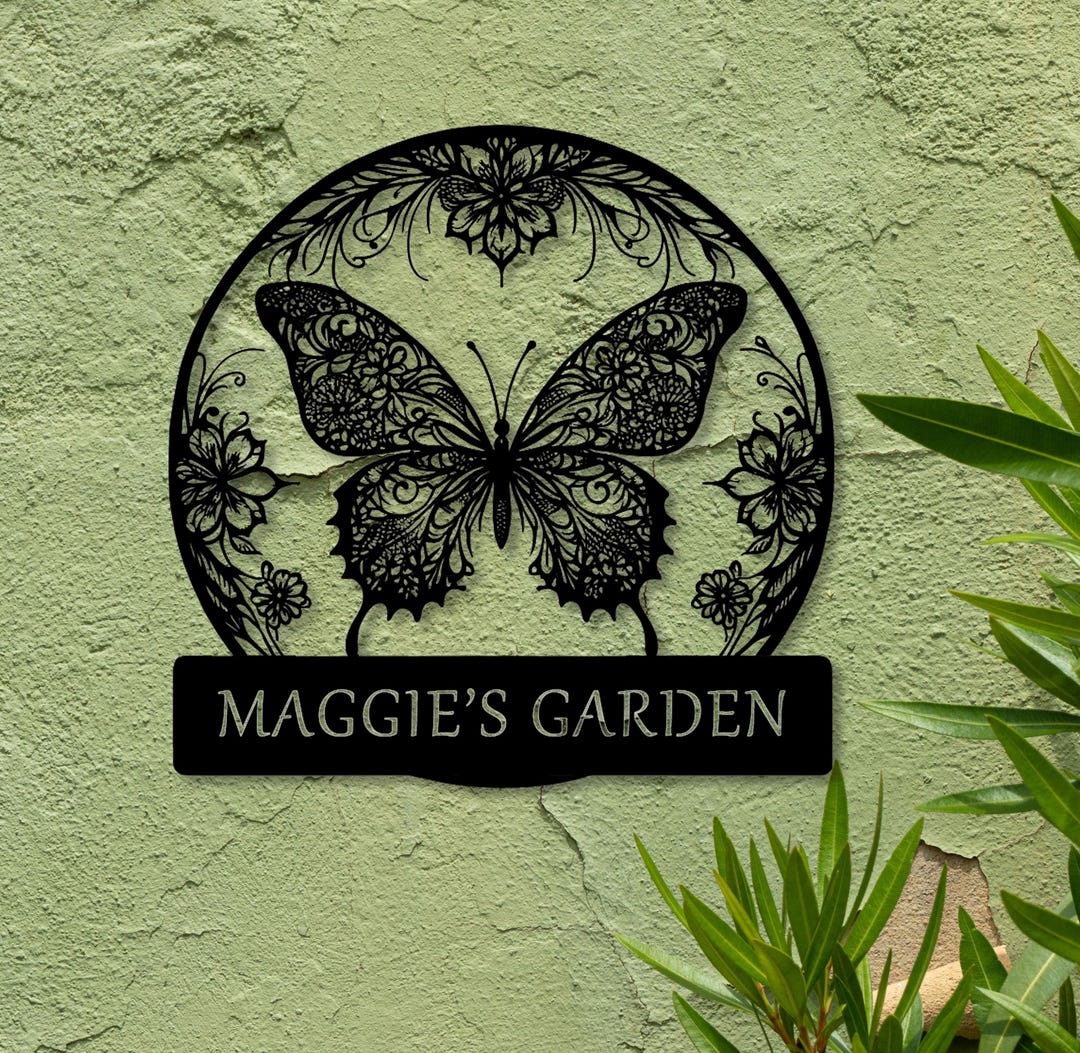 Garden Sign Personalized,butterfly Garden Sign,custom Metal Butterfly ...