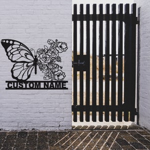 Butterfly Metal Sign Personalized,butterfly Floral Sign,custom ...