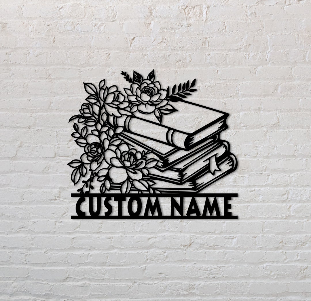 Custom Books Metal Sign,bookshelf Sign,bookworm Sign,library Decor ...