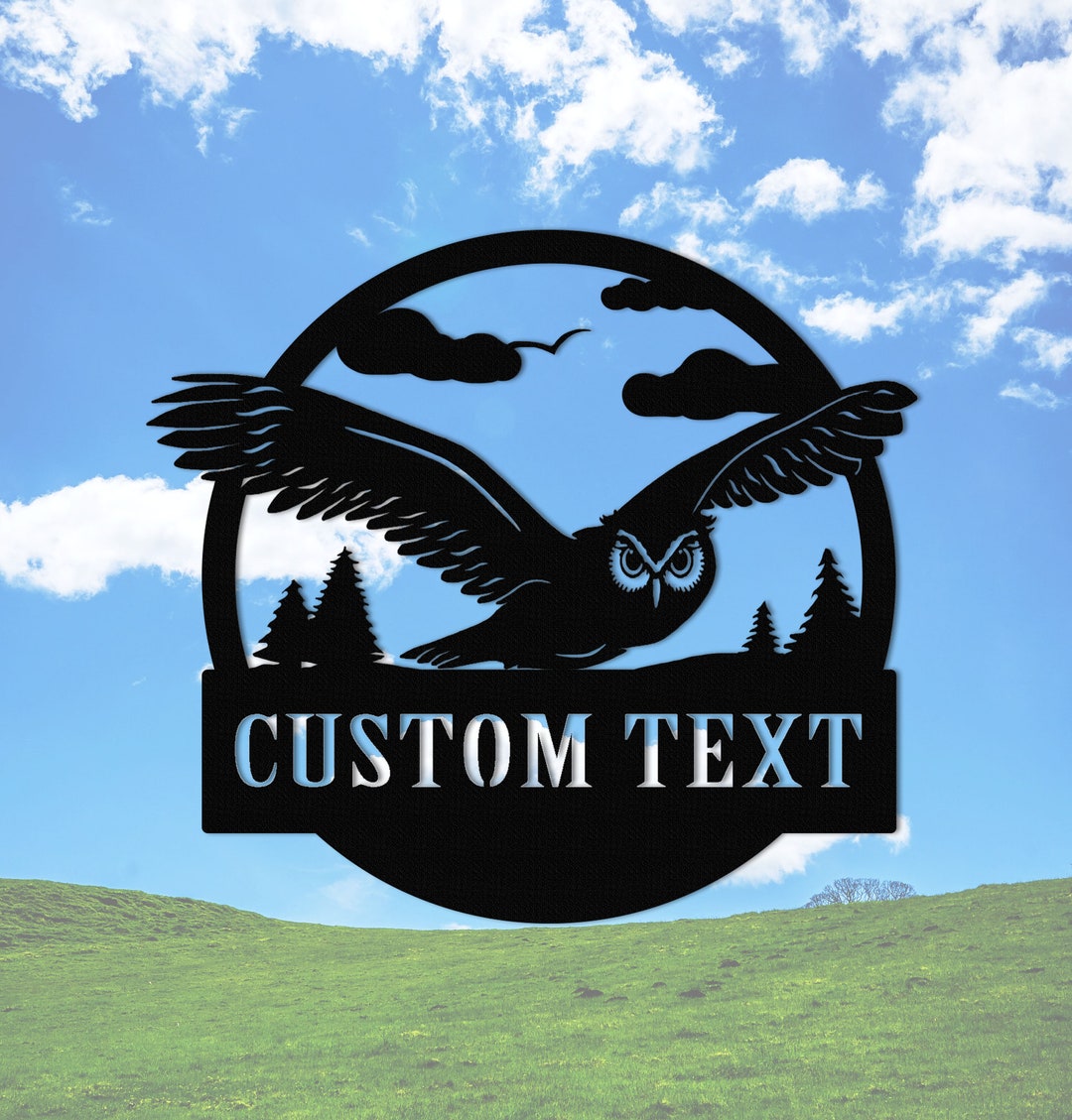 Flying Owl Metal Sign Personalized,metal Owl Sign,cusom Owl Name Sign ...