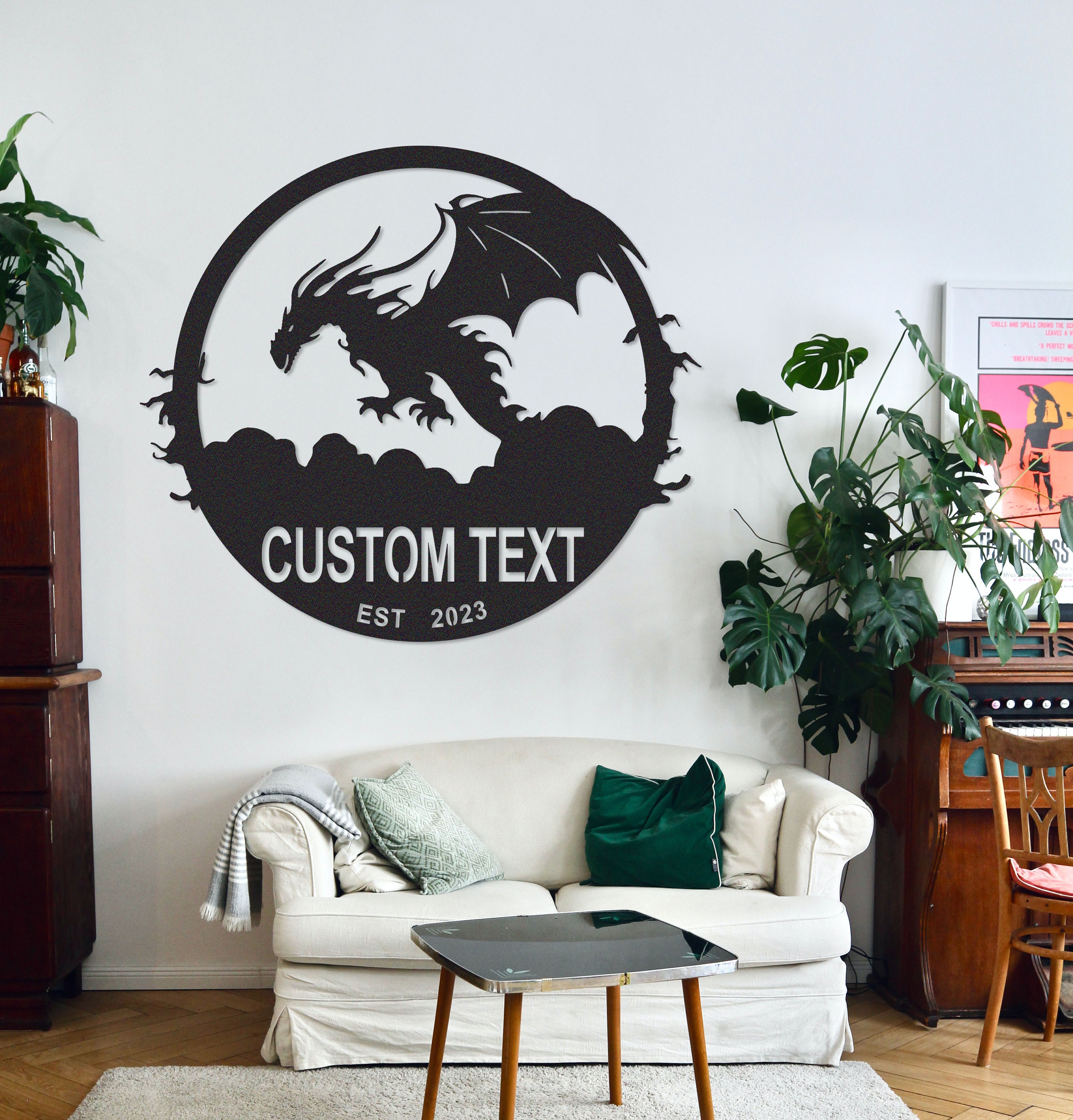 Dragon Metal Sign Personalized,custom Dragon Metal Art,dragon Name Sign ...