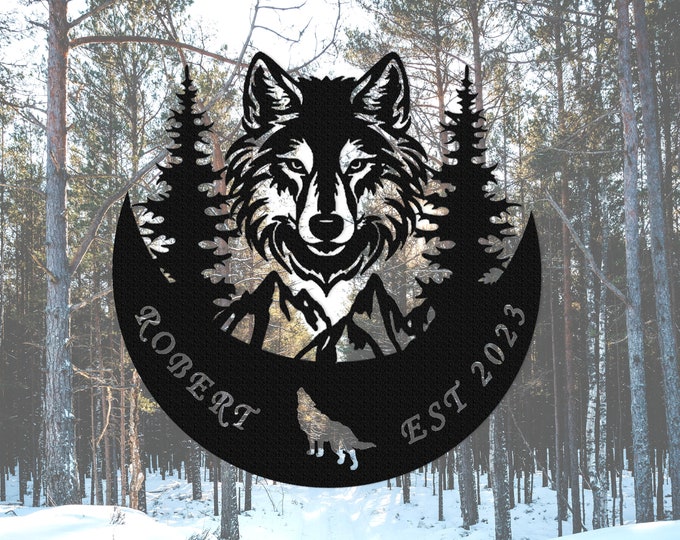 Custom Wolf Gift | Wolf Wall Art | Personalized Wood Wolves Sign ...