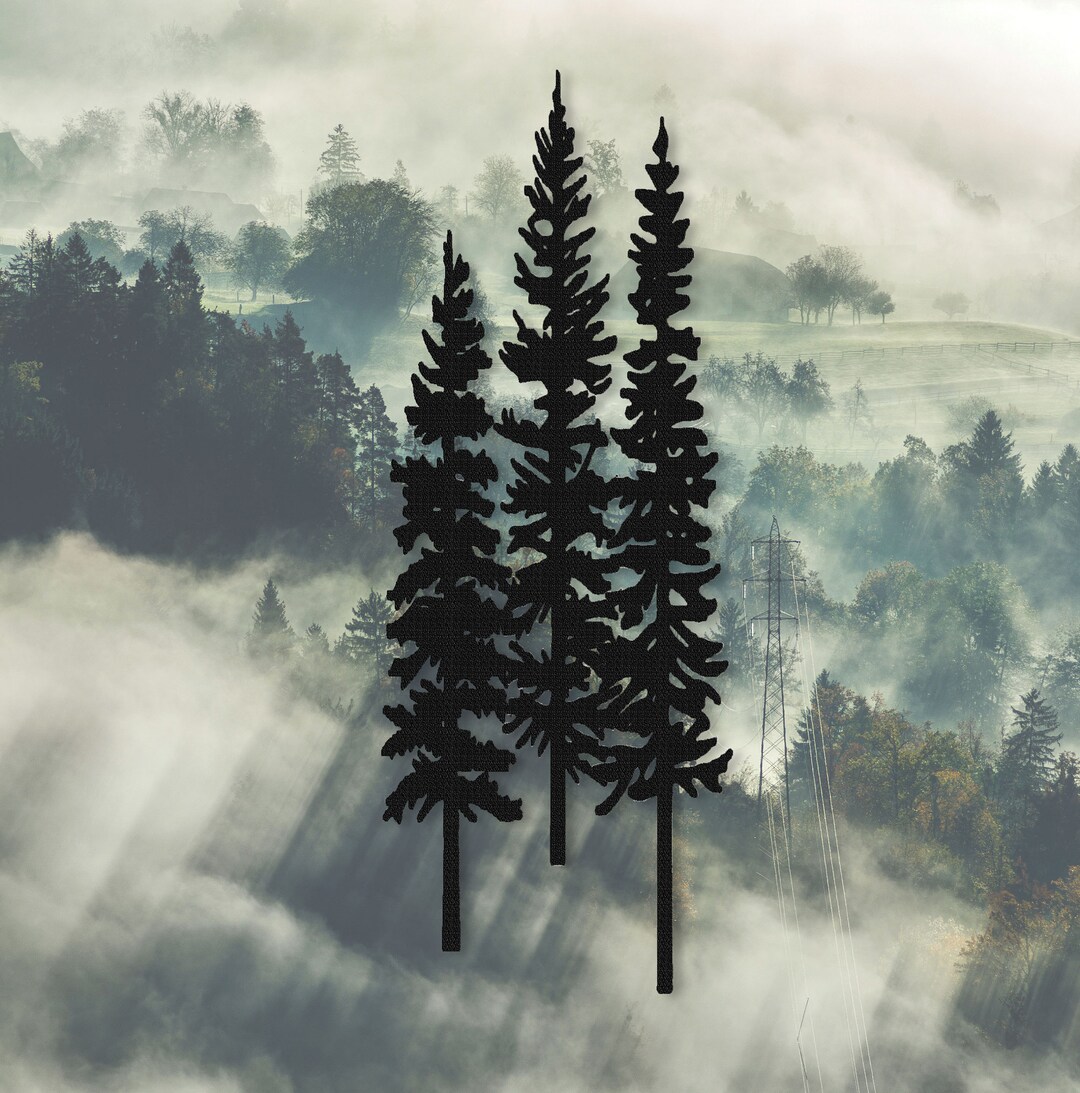 Wispy Pine Tree Metal Wall Art,tree Decor Metal Wall Hanging,nature ...