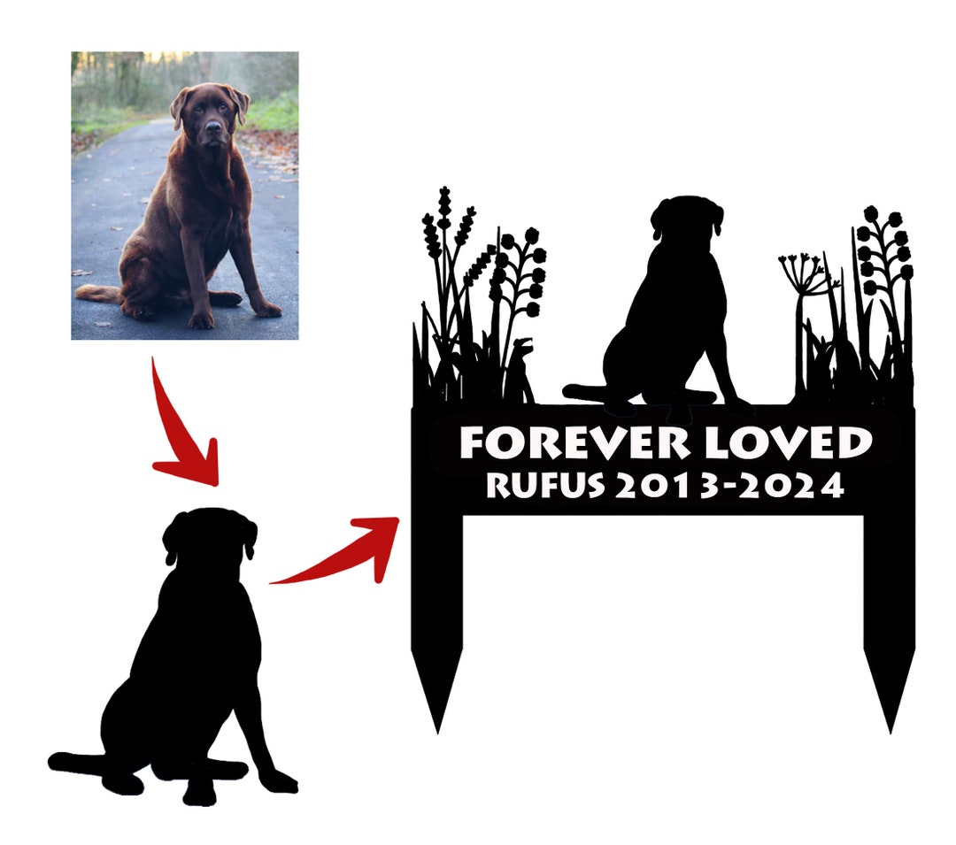 Personalized Pet Silhouette Stake Sign,custom Dog Memorial Stake Sign ...