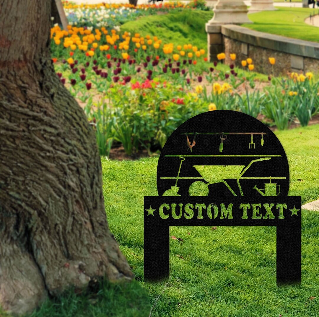 Garden Metal Sign With Stakes,garden Stake Sign Personalized,custom ...
