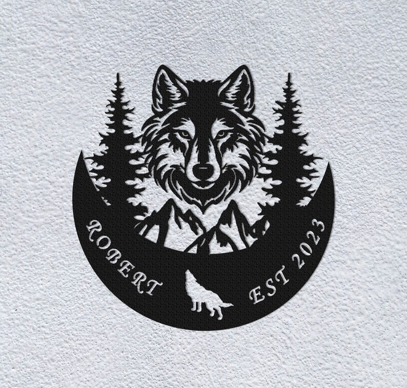 Howling Wolf Sign Personalizedcustom Wolf Wall Decorgift for - Etsy