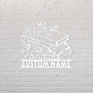 Custom Books Metal Sign,bookshelf Sign,bookworm Sign,library Decor ...