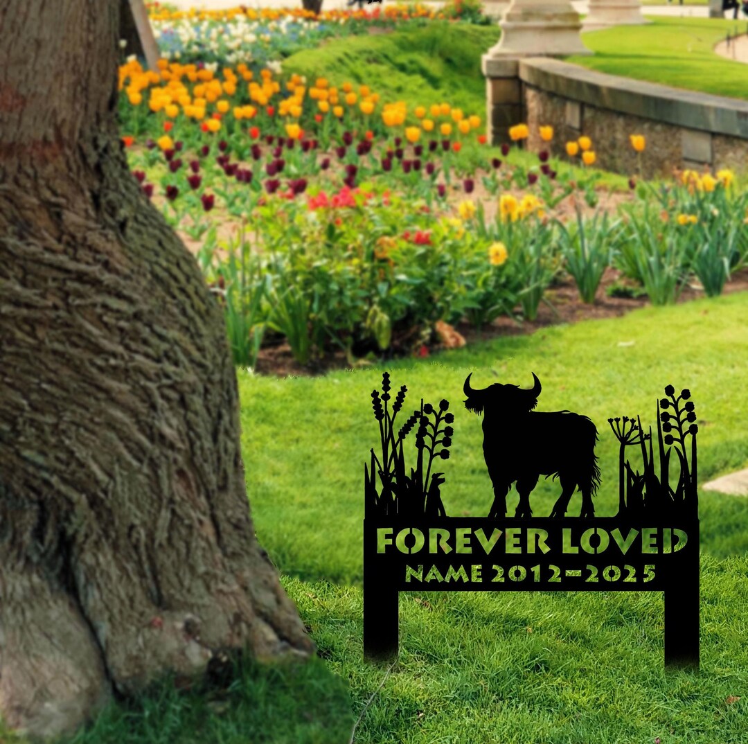 Highland Cow Memorial Stake Sign Personalized,pet Grave Markers Sign ...