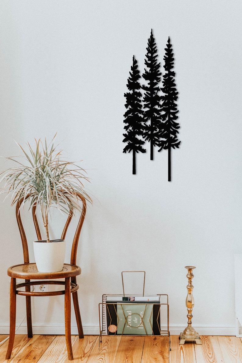 Wispy Pine Tree Metal Wall Art,tree Decor Metal Wall Hanging,nature ...