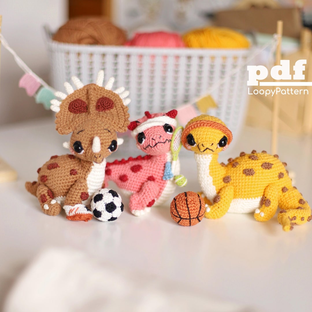 3 in 1 Crochet Pattern Dinosaurs #5 Amigurumi Toy Diplodocus, Dinosaur ...