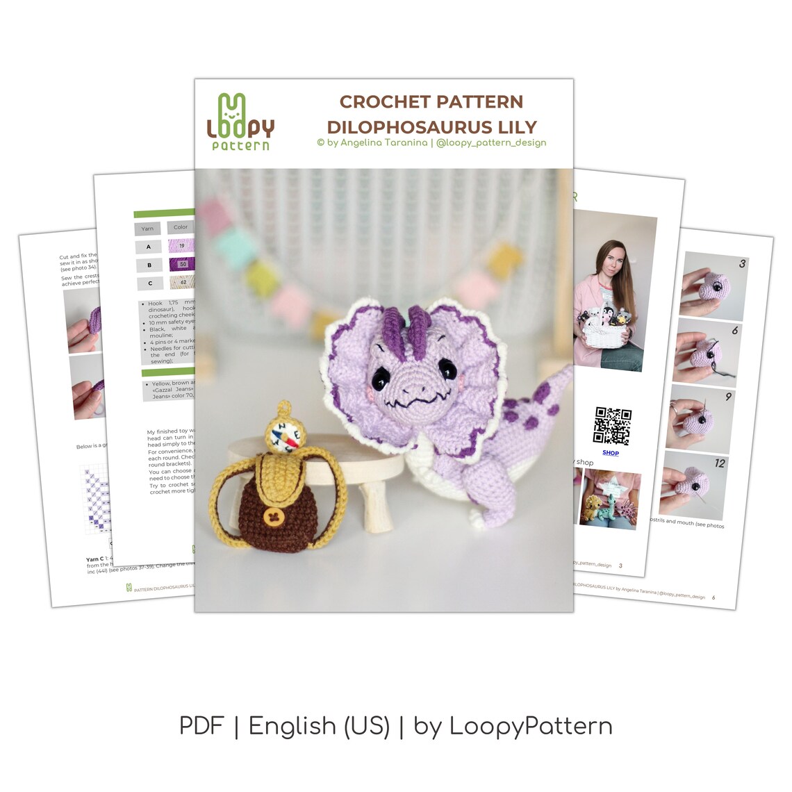 Crochet Pattern Dinosaur Dilophosaurus Amigurumi PDF Digital - Etsy