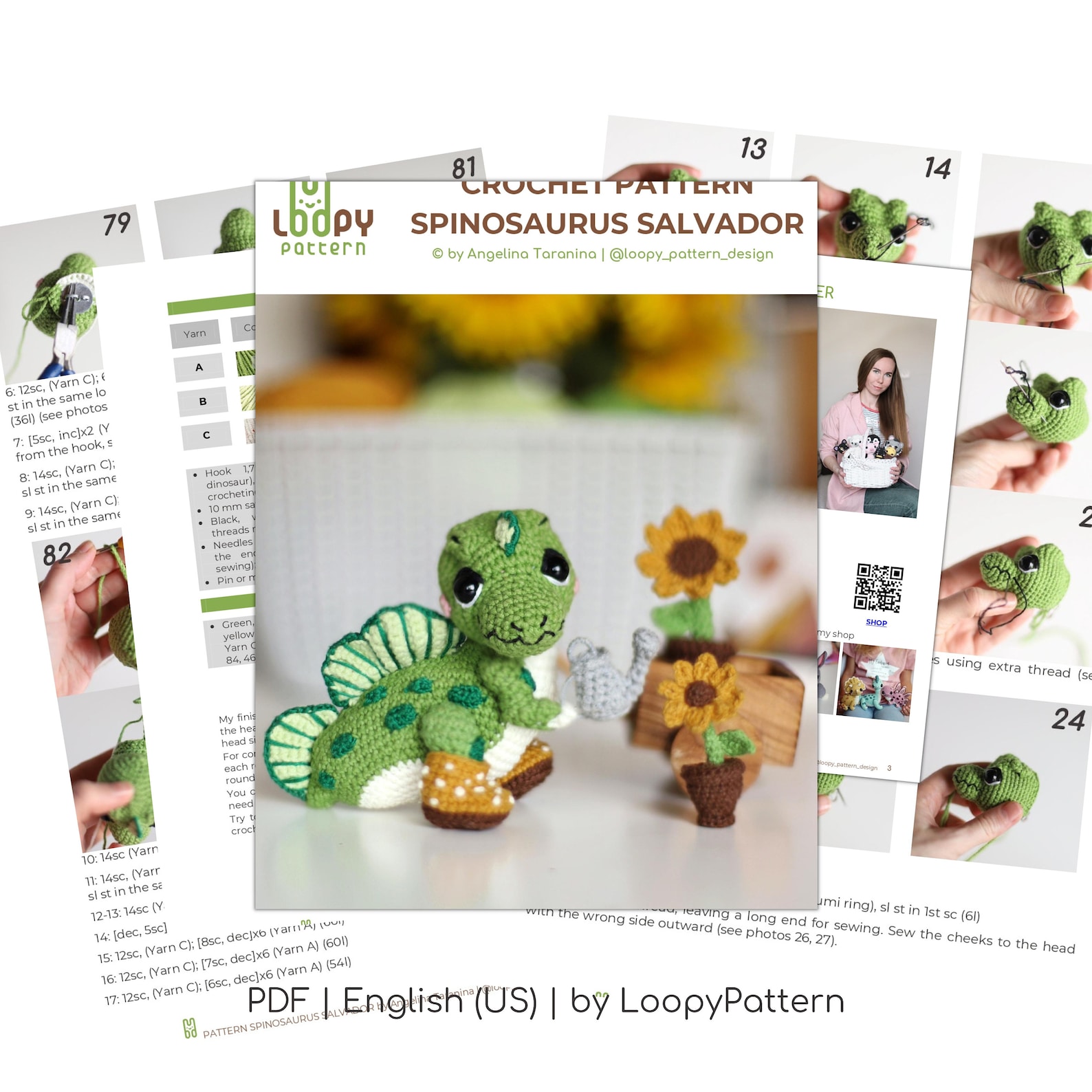 Crochet Pattern Dinosaur Amigurumi Spinosaurus, PDF Digital Download ...