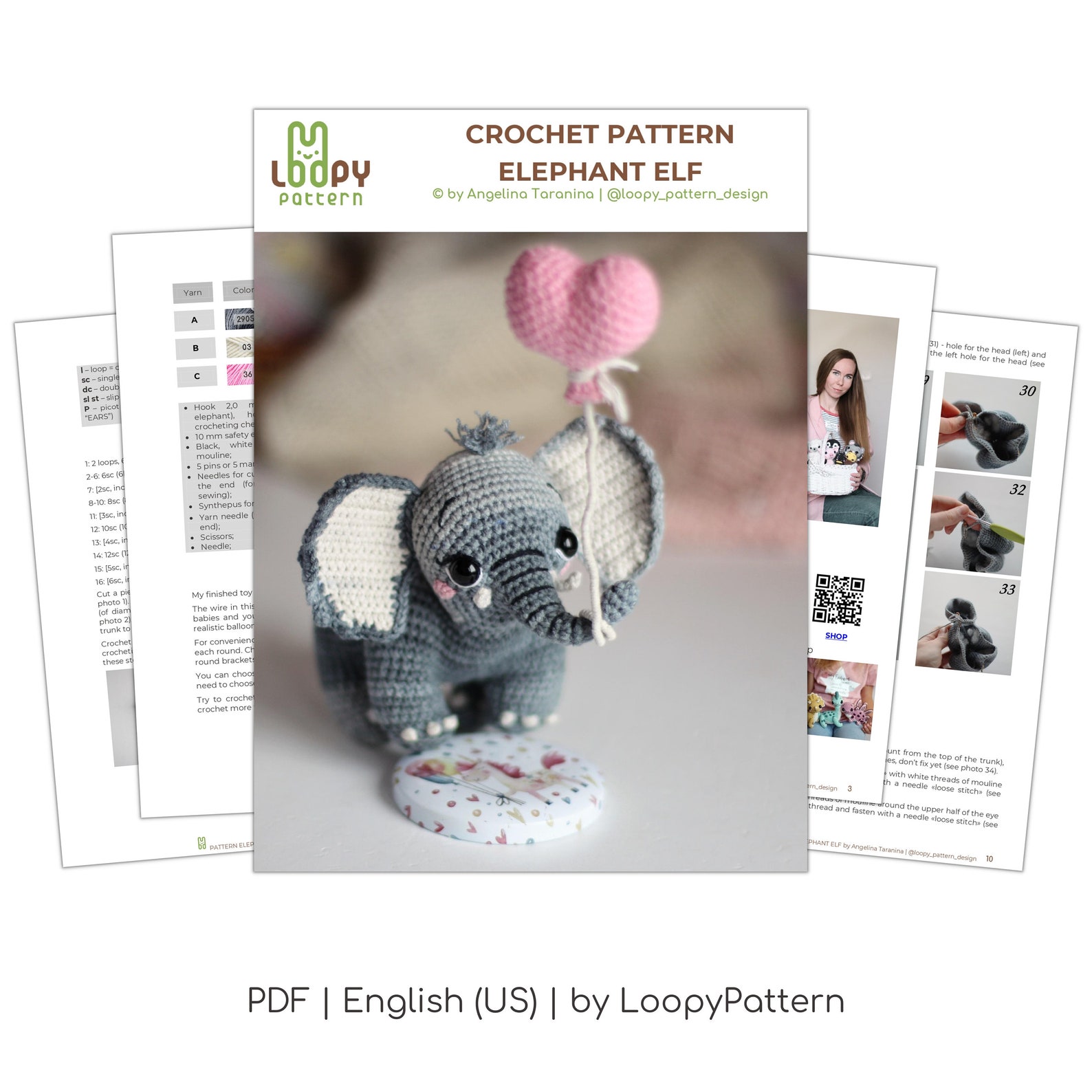 Crochet Pattern Elephant PDF Digital Download DIY Amigurumi - Etsy