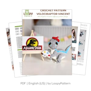 Crochet Pattern Dinosaur Amigurumi Velociraptor Blue, PDF Digital ...