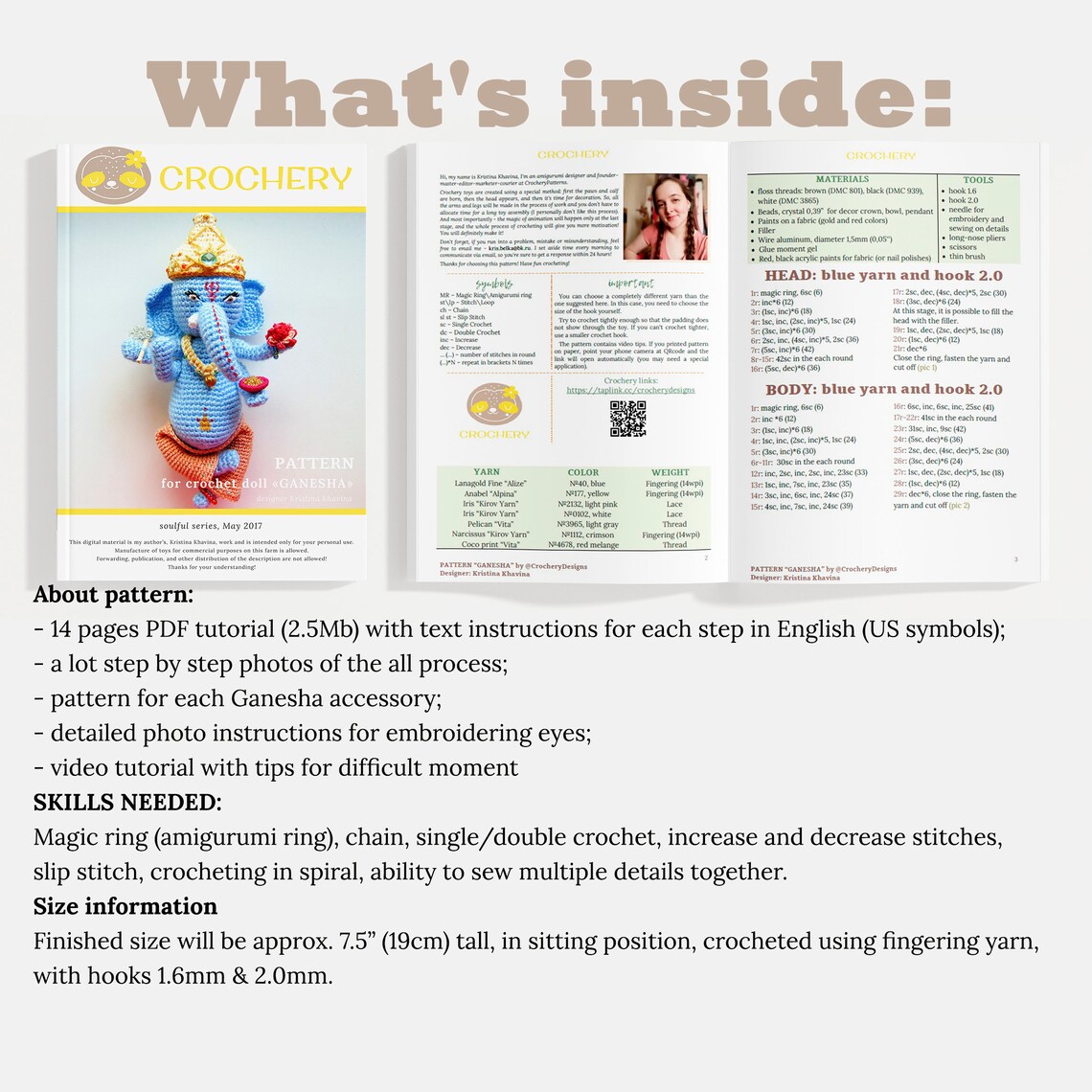 Amigurumi Pattern Lord Ganesha. PDF Crochet Tutorial Indian Elephant ...