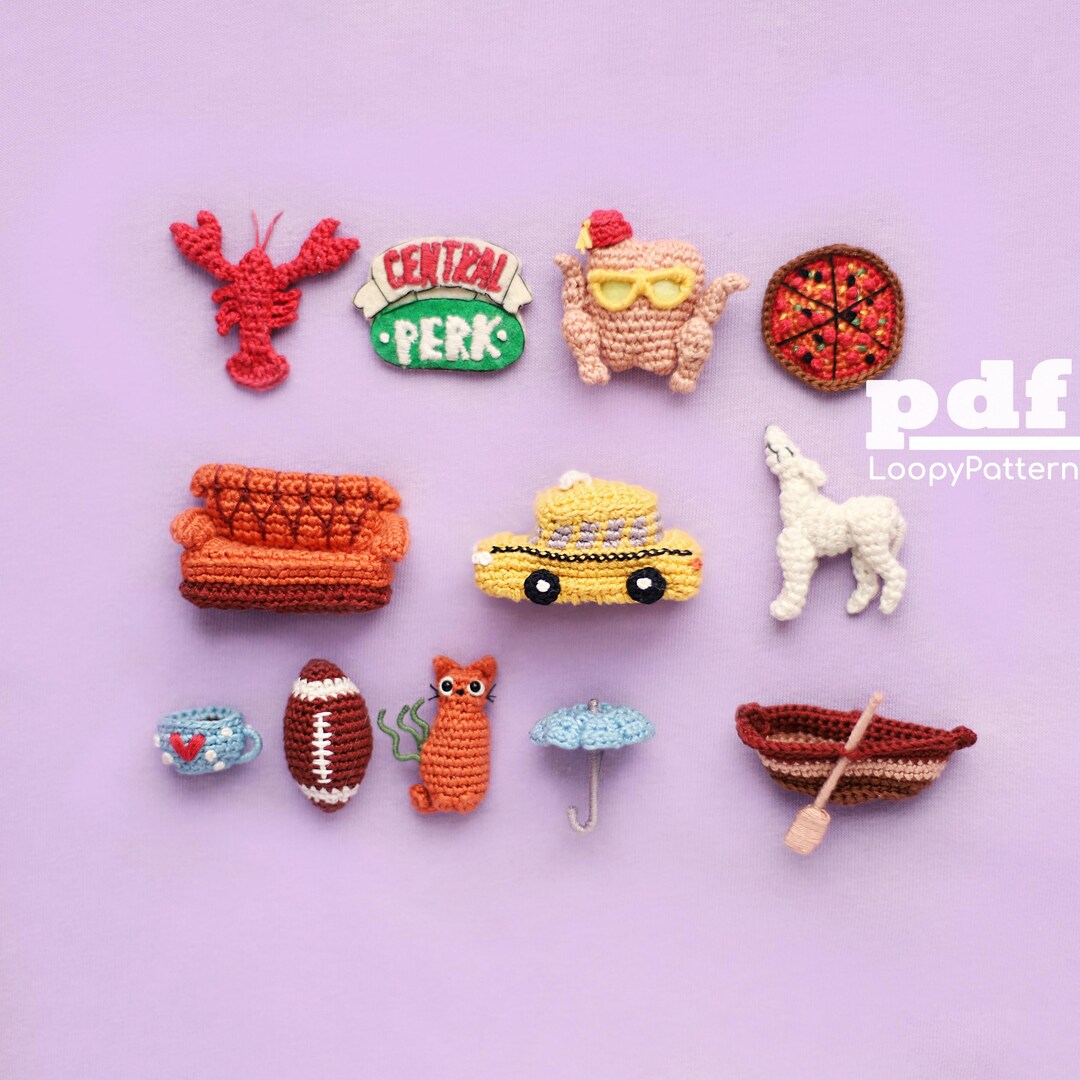 Friends Miniature Crochet Patterns Bundle of 12 Amigurumi Icons for ...