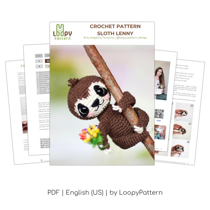 Crochet Pattern Sloth PDF Digital Download DIY Amigurumi - Etsy