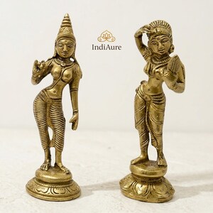 Messing Apsara Statuen (5er Set): Ethnisches spirituelles indisches ...
