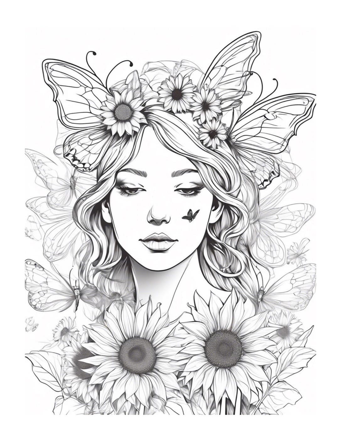 Sunflower Elf Coloring Page; Ready to Print and Color In! Connect With ...