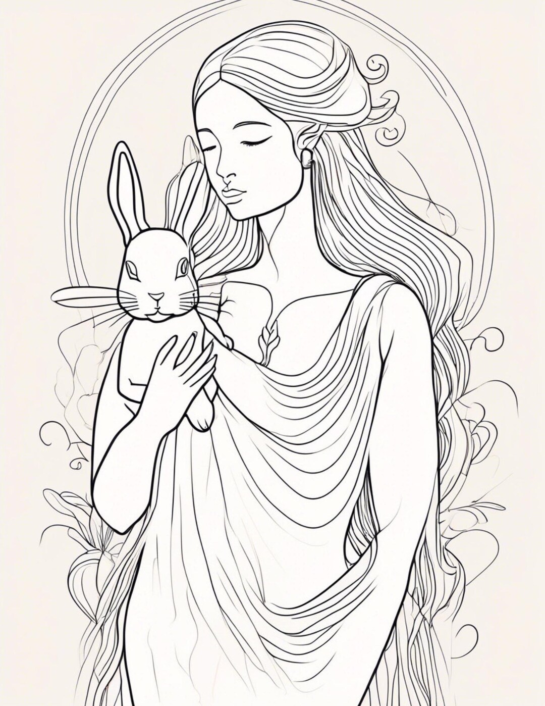 Coloring Page of the Goddess Ostara! for Immediate Download and ...