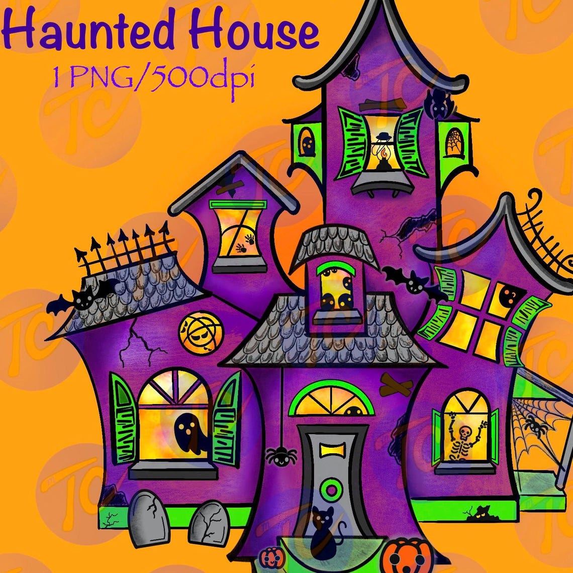 Spooky Haunted House PNG: Halloween Clip Art (digital Download) - Etsy