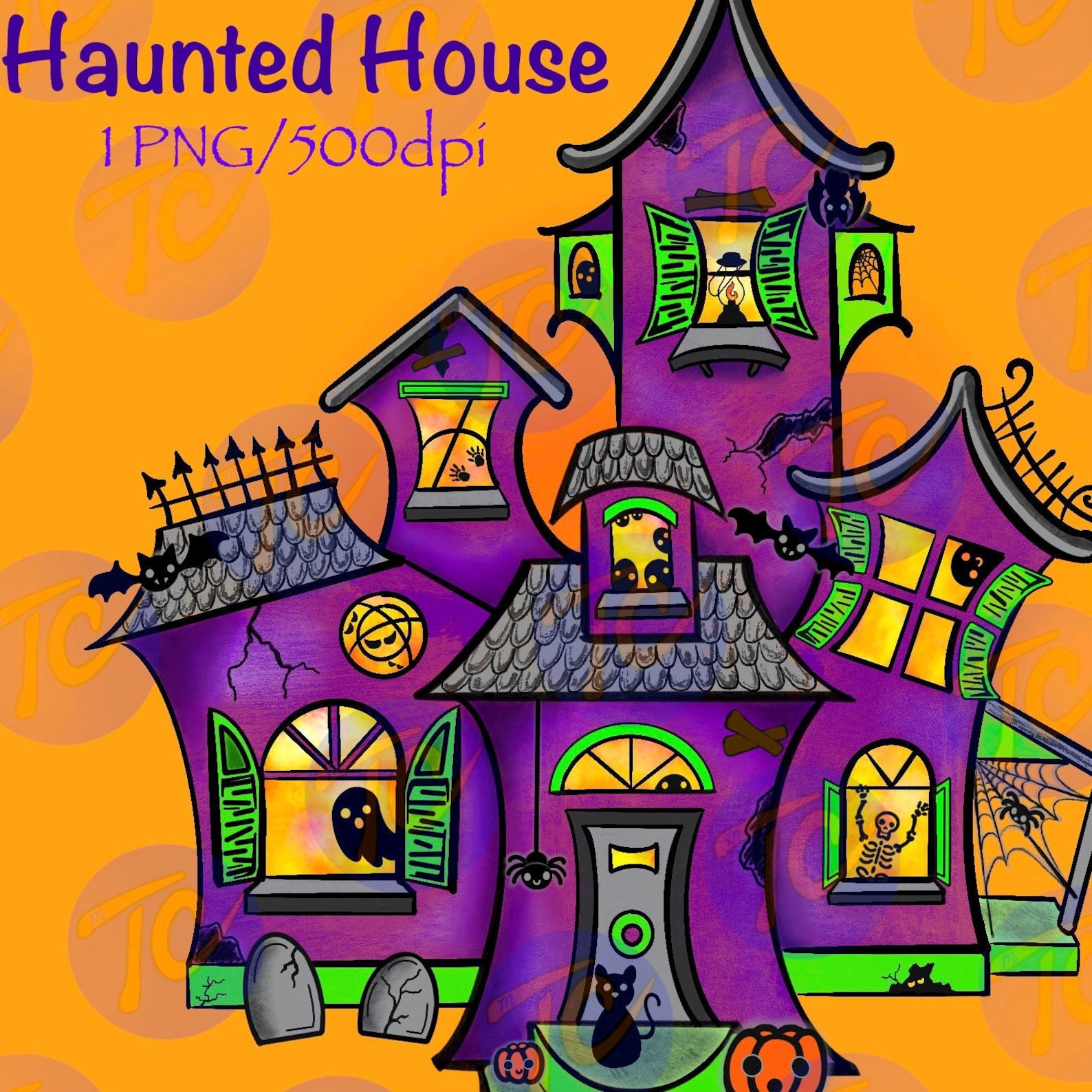 Spooky Haunted House PNG: Halloween Clip Art (digital Download) - Etsy