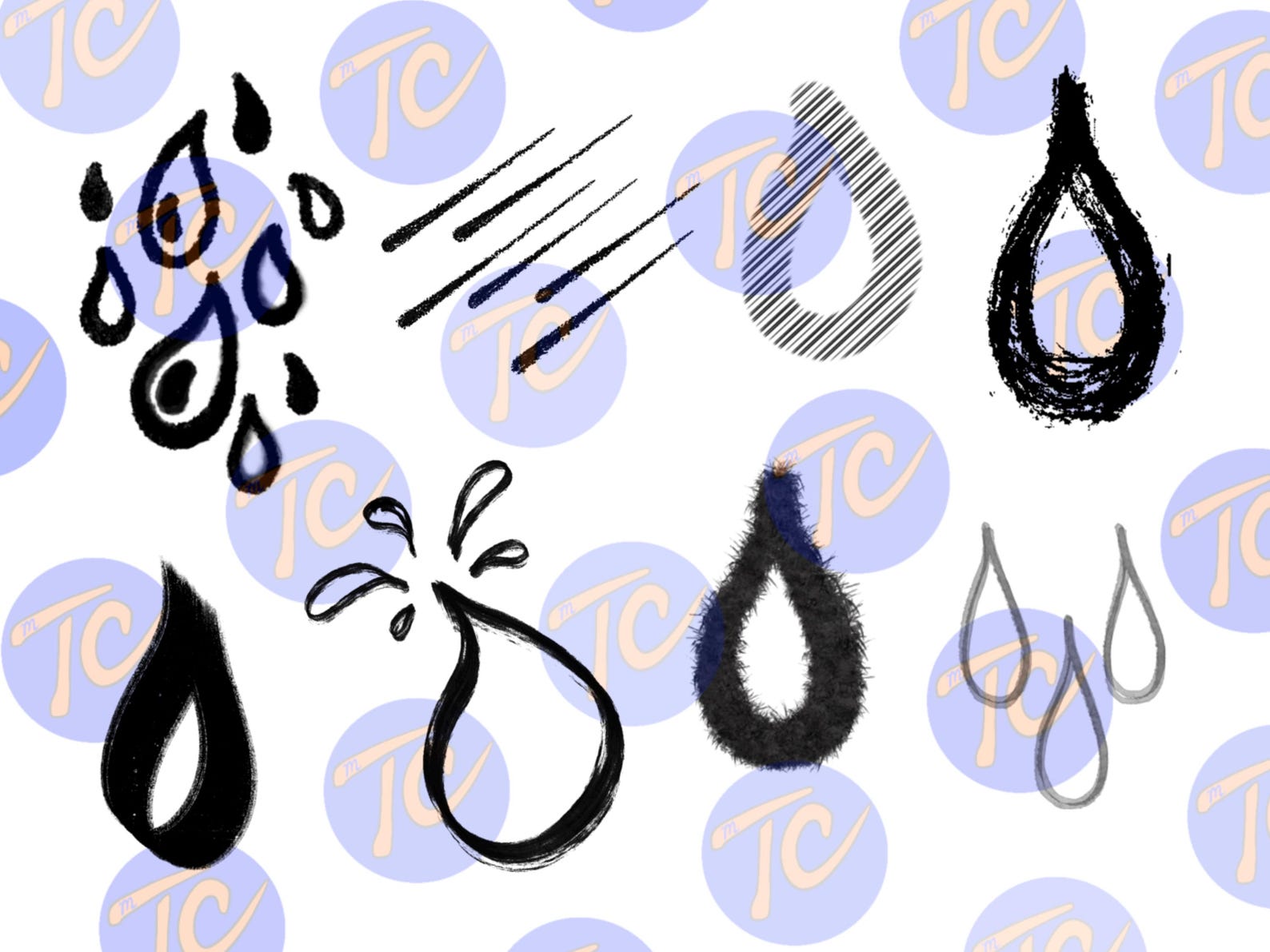 Hand-drawn Raindrops PNG Instant Download Doodle Elements - Etsy