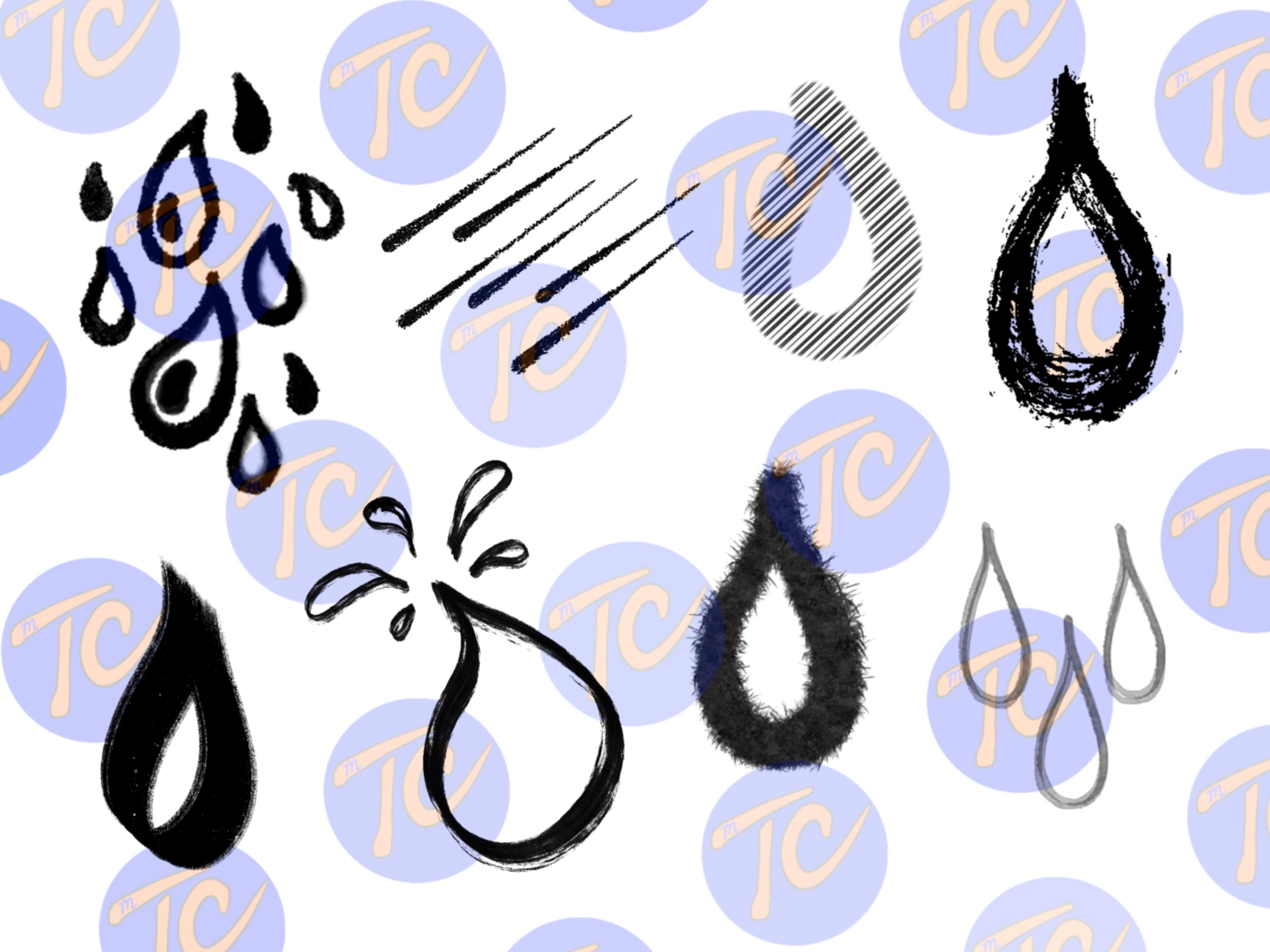 Hand-drawn Raindrops PNG Instant Download Doodle Elements - Etsy