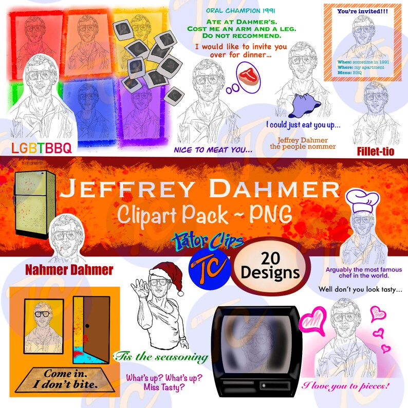 Jeffrey Dahmer Clipart Pack ~ Serial Killer ~ Cannibal ~ Digital ...