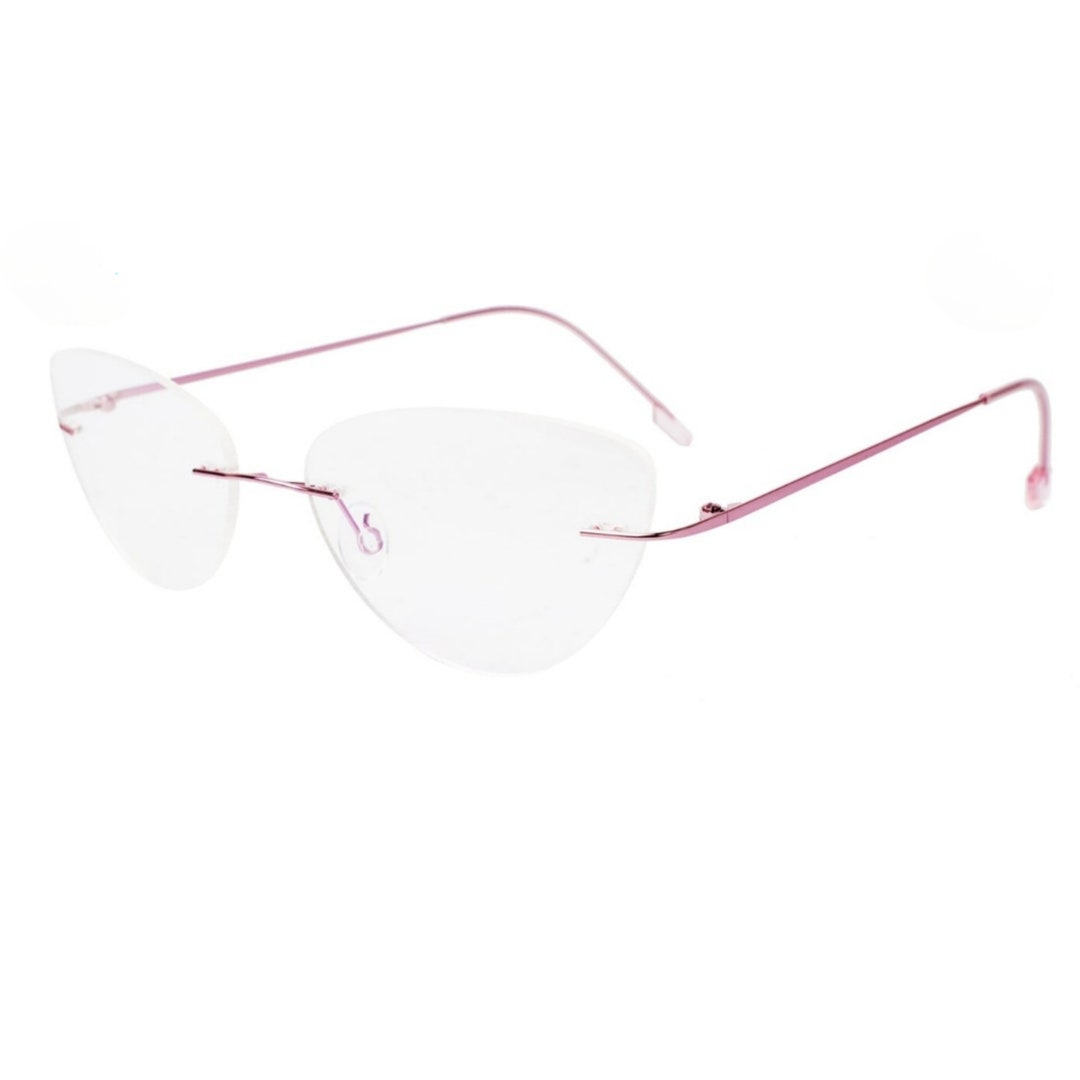 Cat Eye Rimless Blue Light Reading Glasses Prescription Computer ...