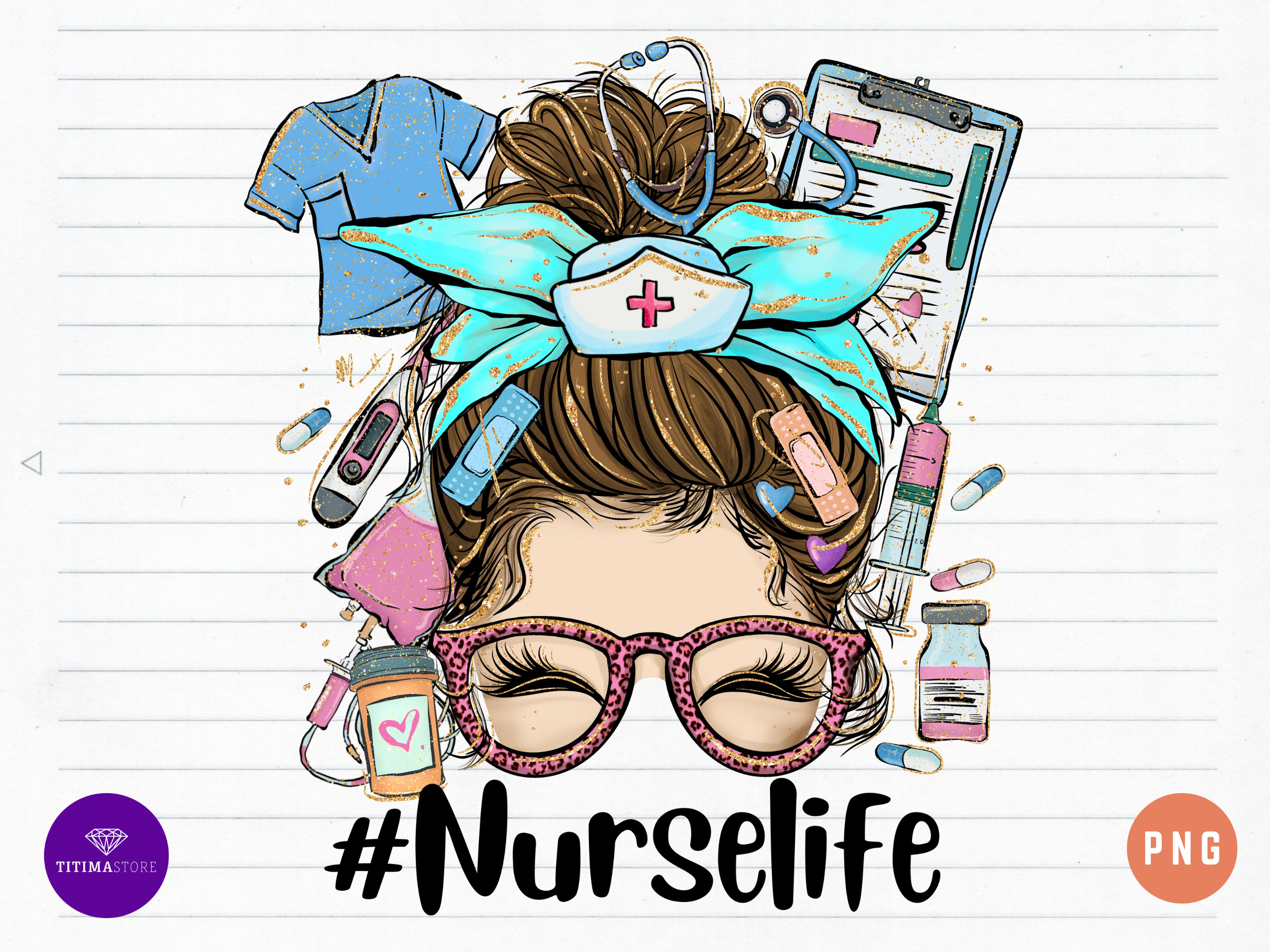 Nurselife Messy Bun Sublimation Png Nursery Png Nurse Png Etsy