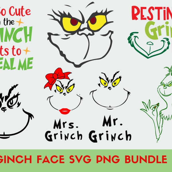 Mr and Mrs Grinch Face Svg - Etsy