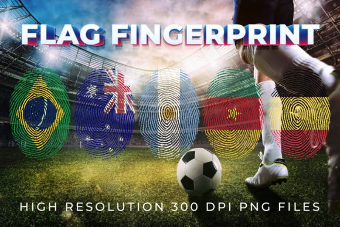 World Cup 2022 Flag Fingerprint Clipart Football World Cup - Etsy