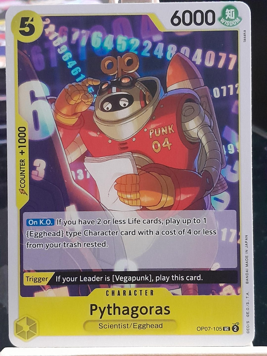 One Piece Card Pythagoras OP07-105 UC Yellow Scientist Egghead ENG TCG Card - Etsy