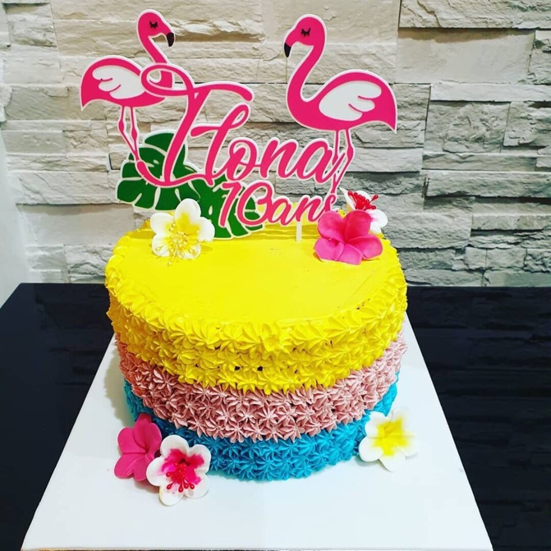 Cake Topper flamingos, Personalized With Your First Name and Age. - Etsy