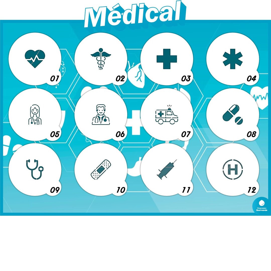 Health/medical Themed Stencils for Macaroons, Cookies and Other Sizes ...