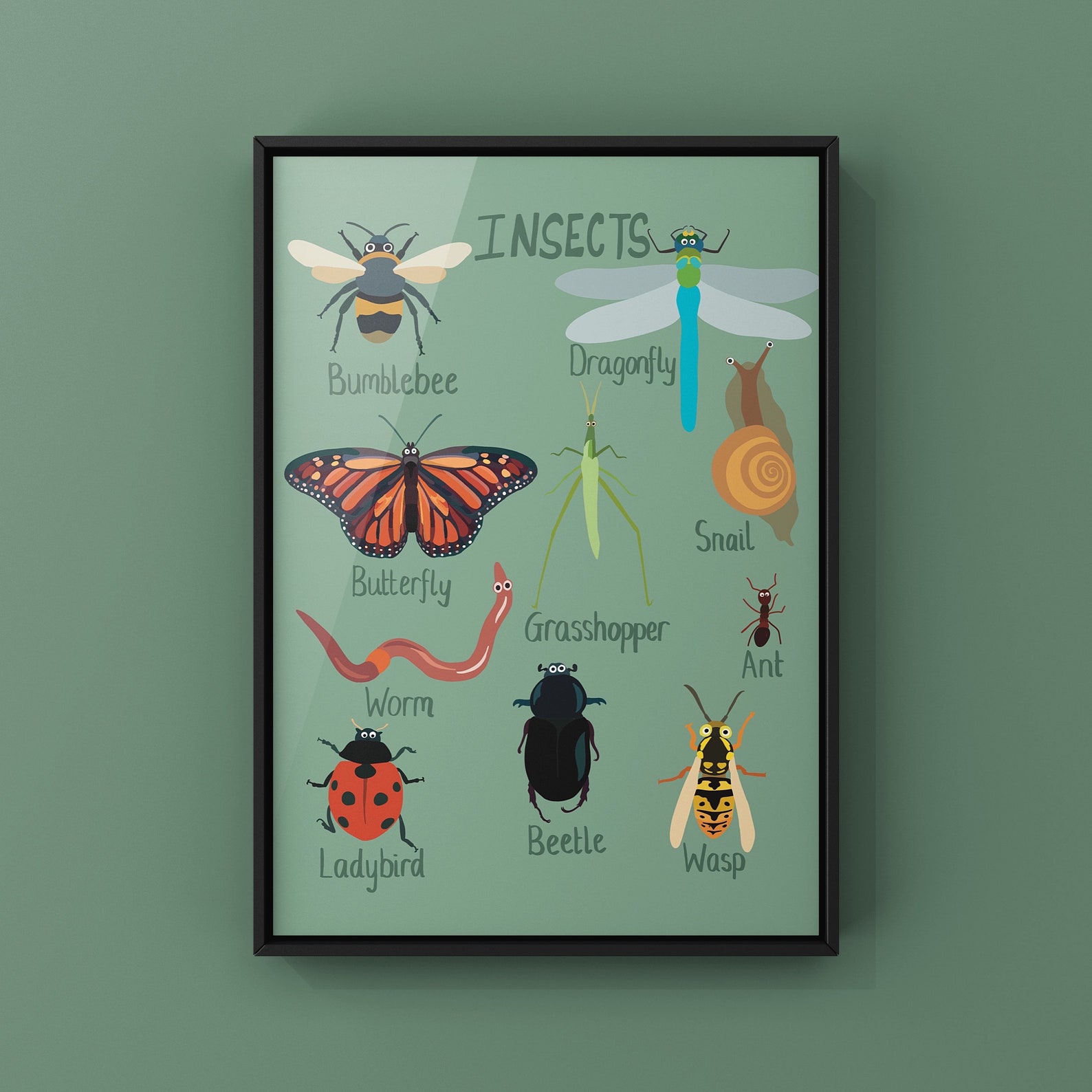 Insects Illustrated Art Print A4 Size Frame Not Included - Etsy