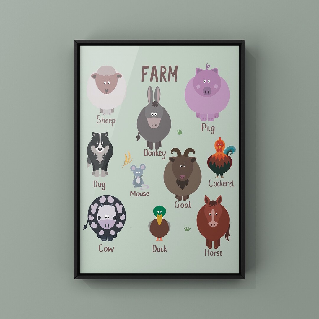 Farm Animal Illustrated Art Print A4 Size Frame Not Included - Etsy