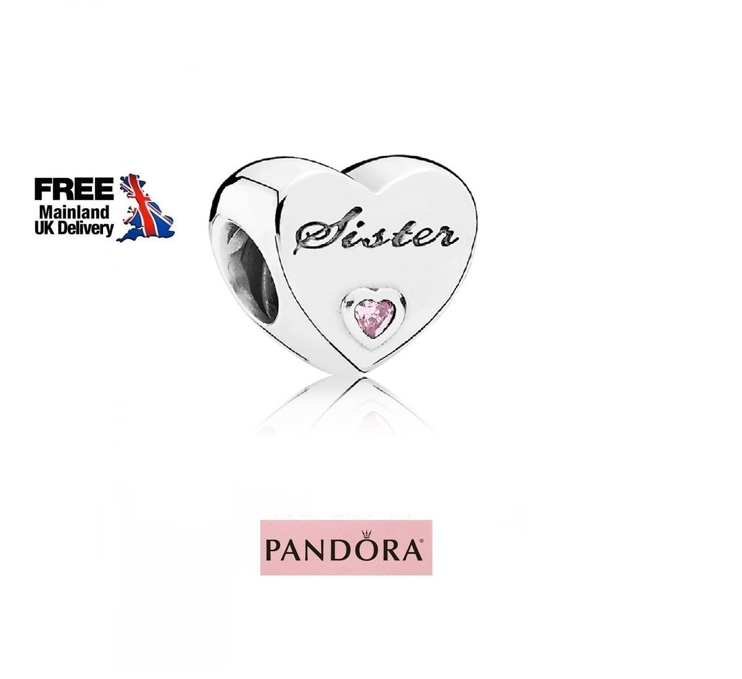 New Pandora Sister Heart Charm Pink Unique Silver Family Charms ...
