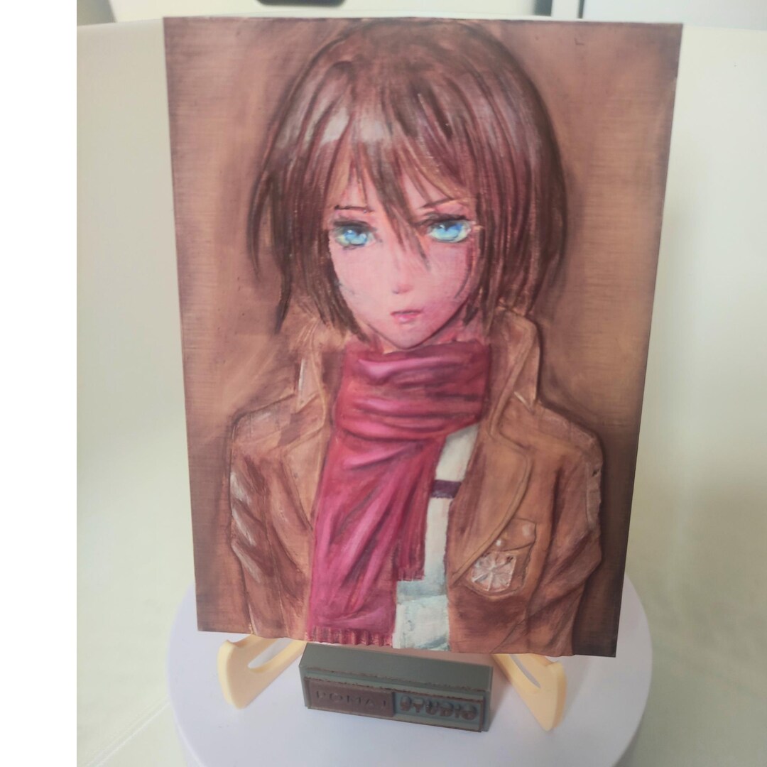 Handpainted Anime Mikasa Portrait Fanart Ackerman Frame 3D Relief DIY ...