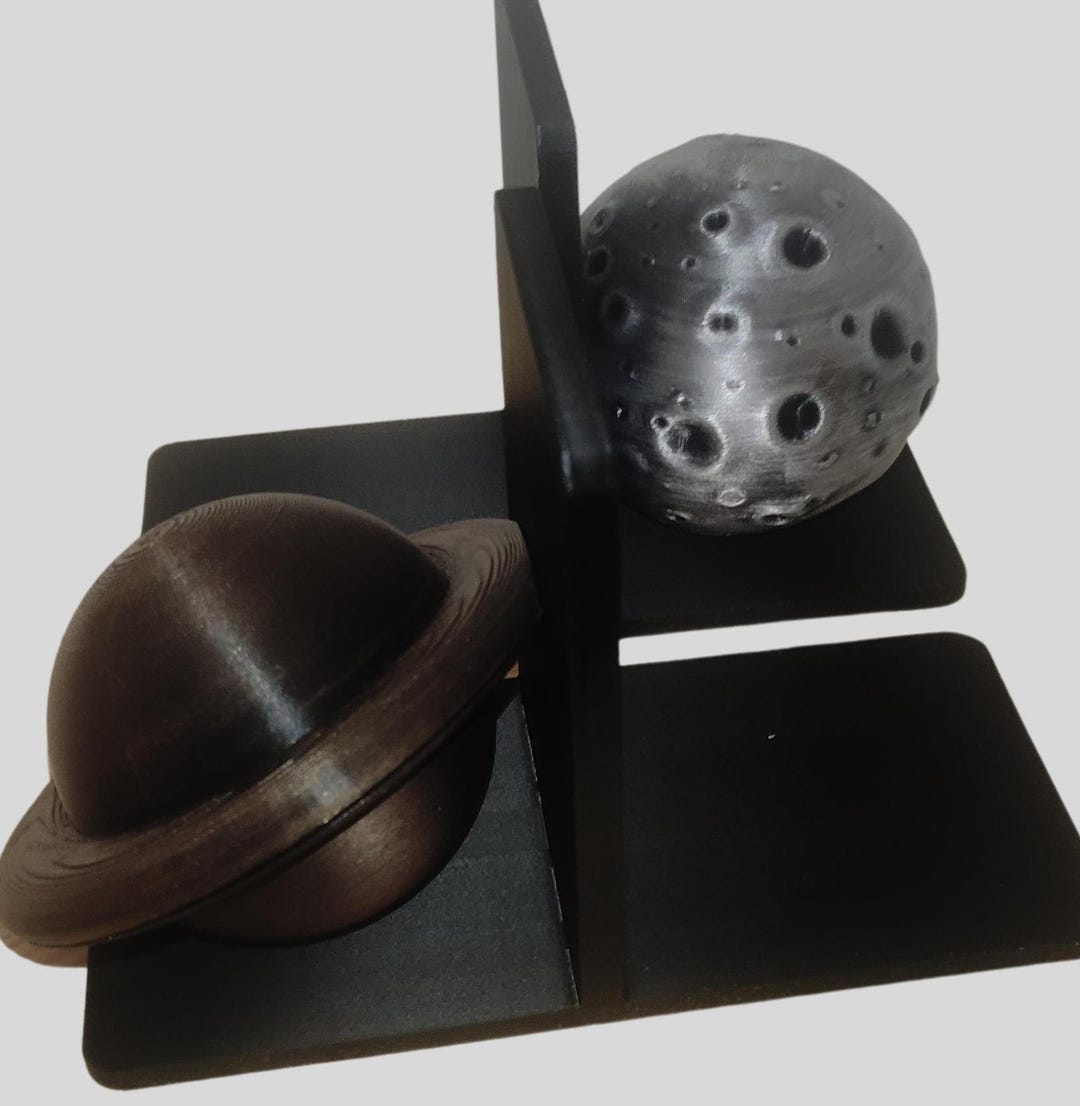 Cool Space Bookends Fun Moon and Planet Saturn Gift and Room Decor - Etsy