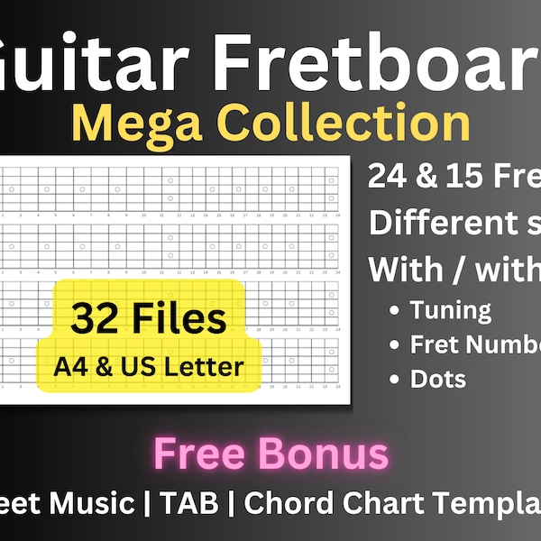 Guitar Fretboard Chart Printable - Etsy