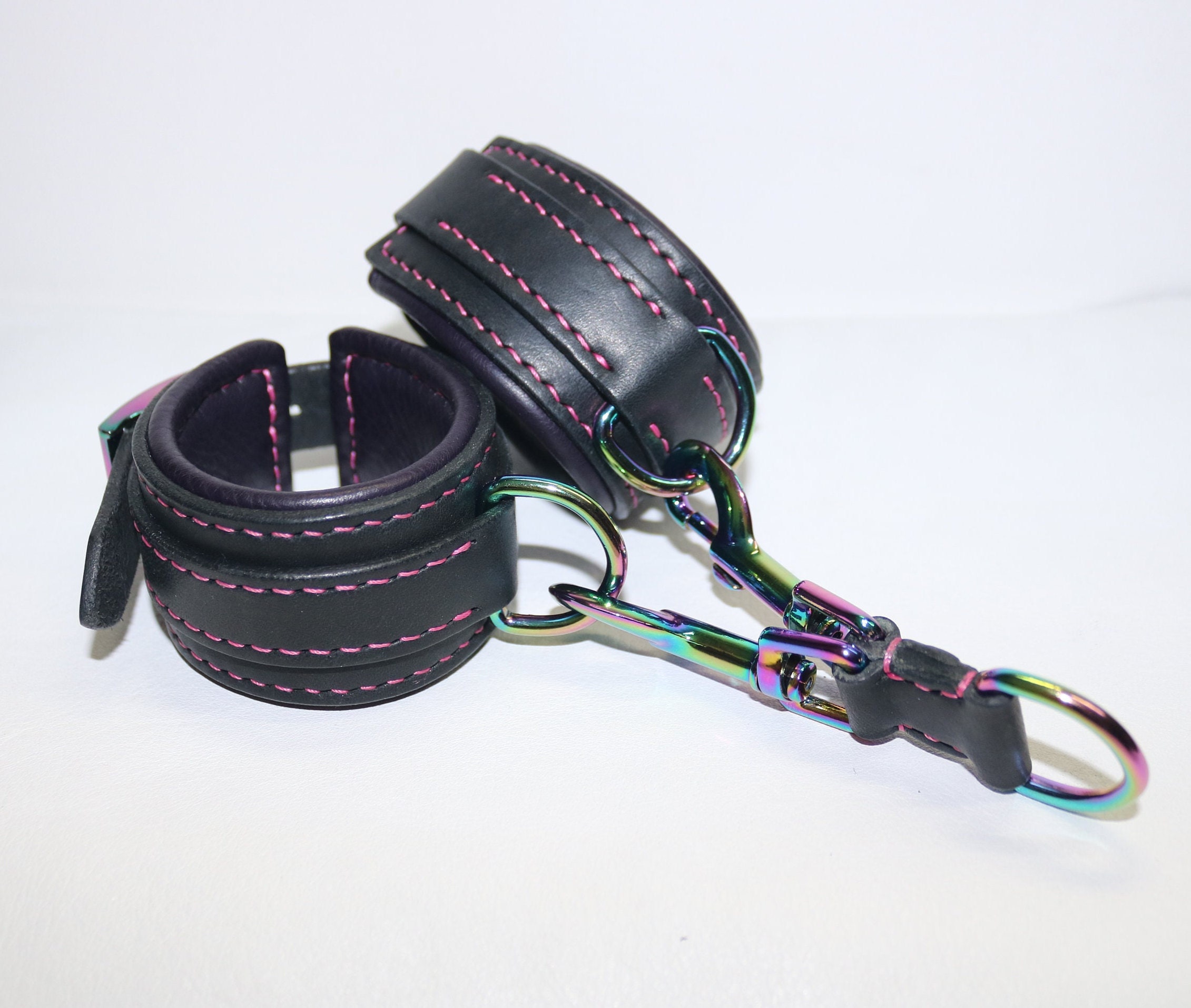 Real Leather Handcuffs Stitched - Etsy