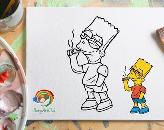 Bart Simpson Smoking Canvas - Etsy